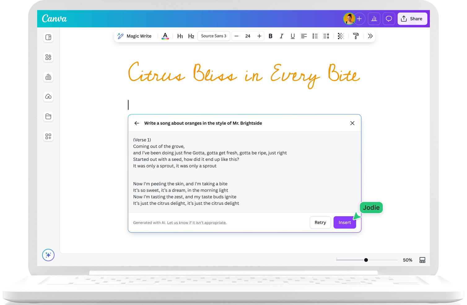 AI Song Lyric Generator | Canva