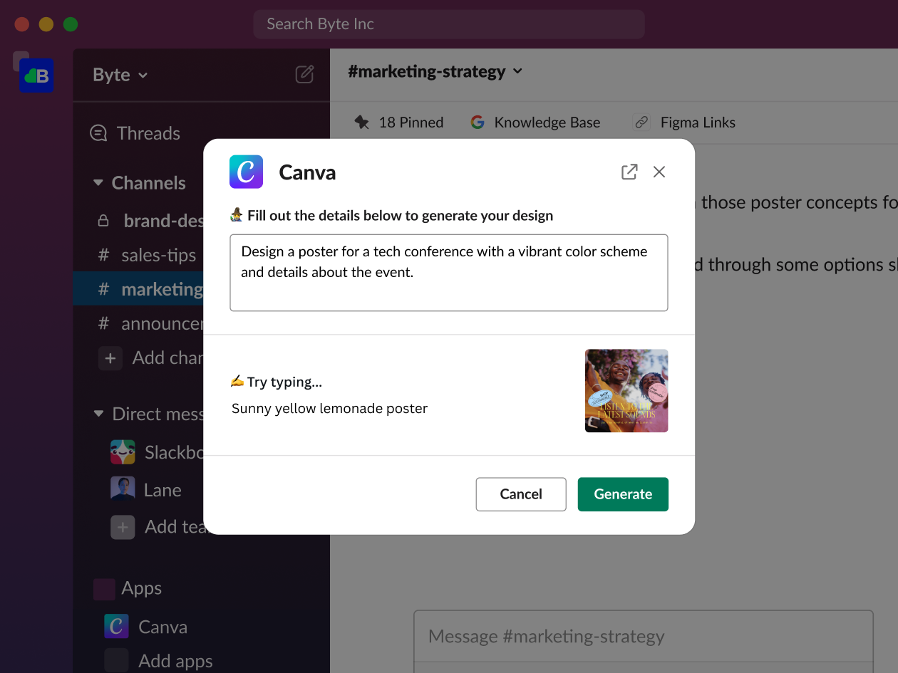 Canva + Slack integration | Canva