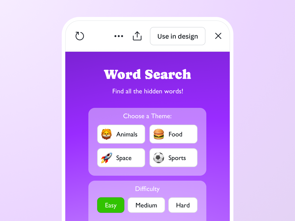Word Search Maker: Create word searches with AI | Canva Code