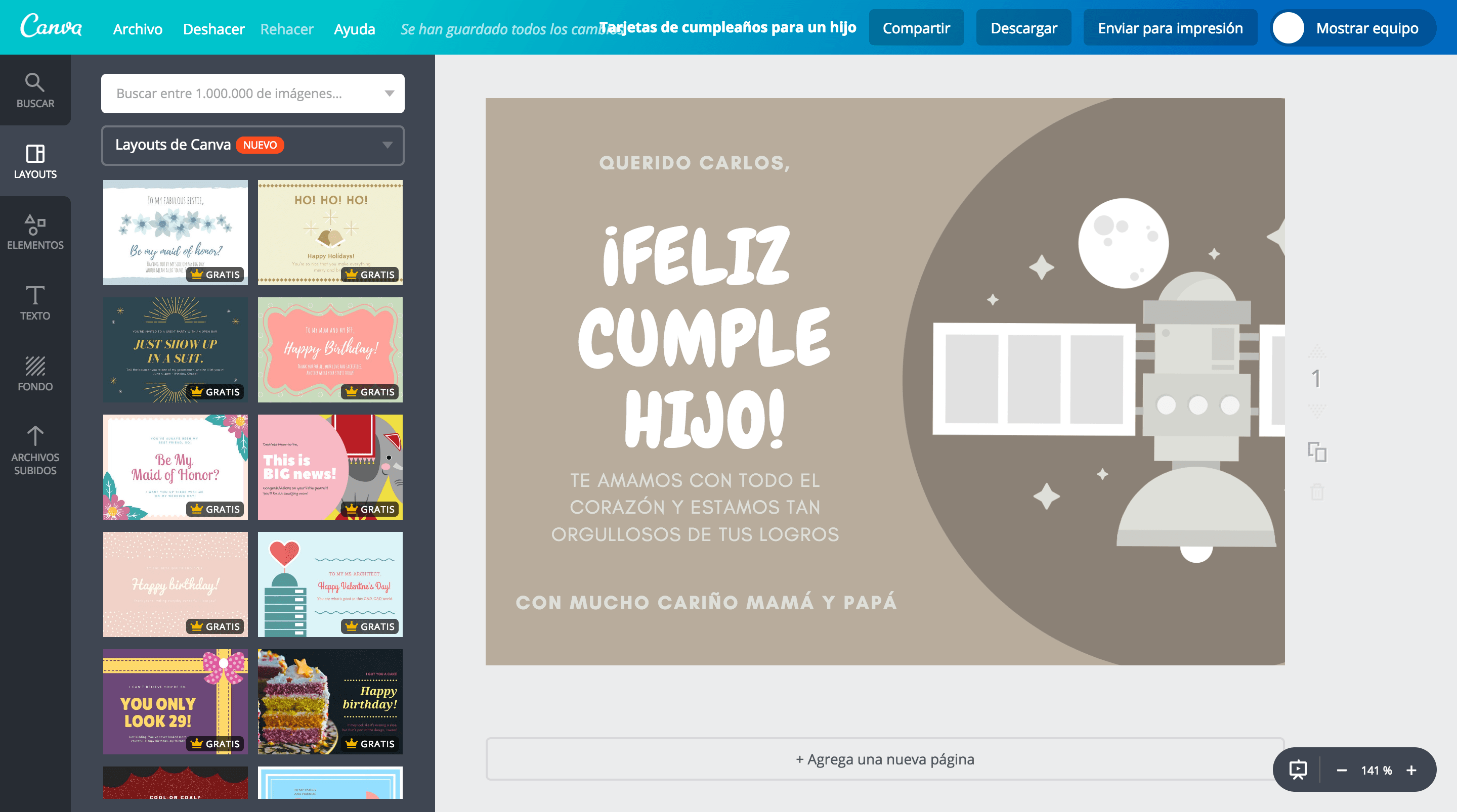 Crea tarjetas de cumpleaños para tu hijo gratis - Canva