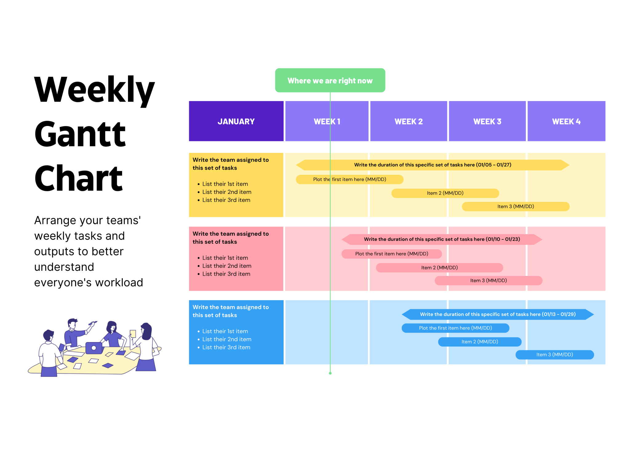 Creador gratuito de diagramas de Gantt y ejemplos en línea | Canva