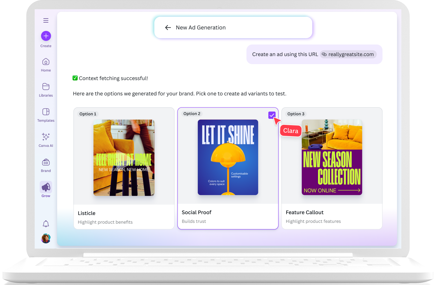 Canva Grow - AI Ad Generator | High-Performing Ads Made Easy