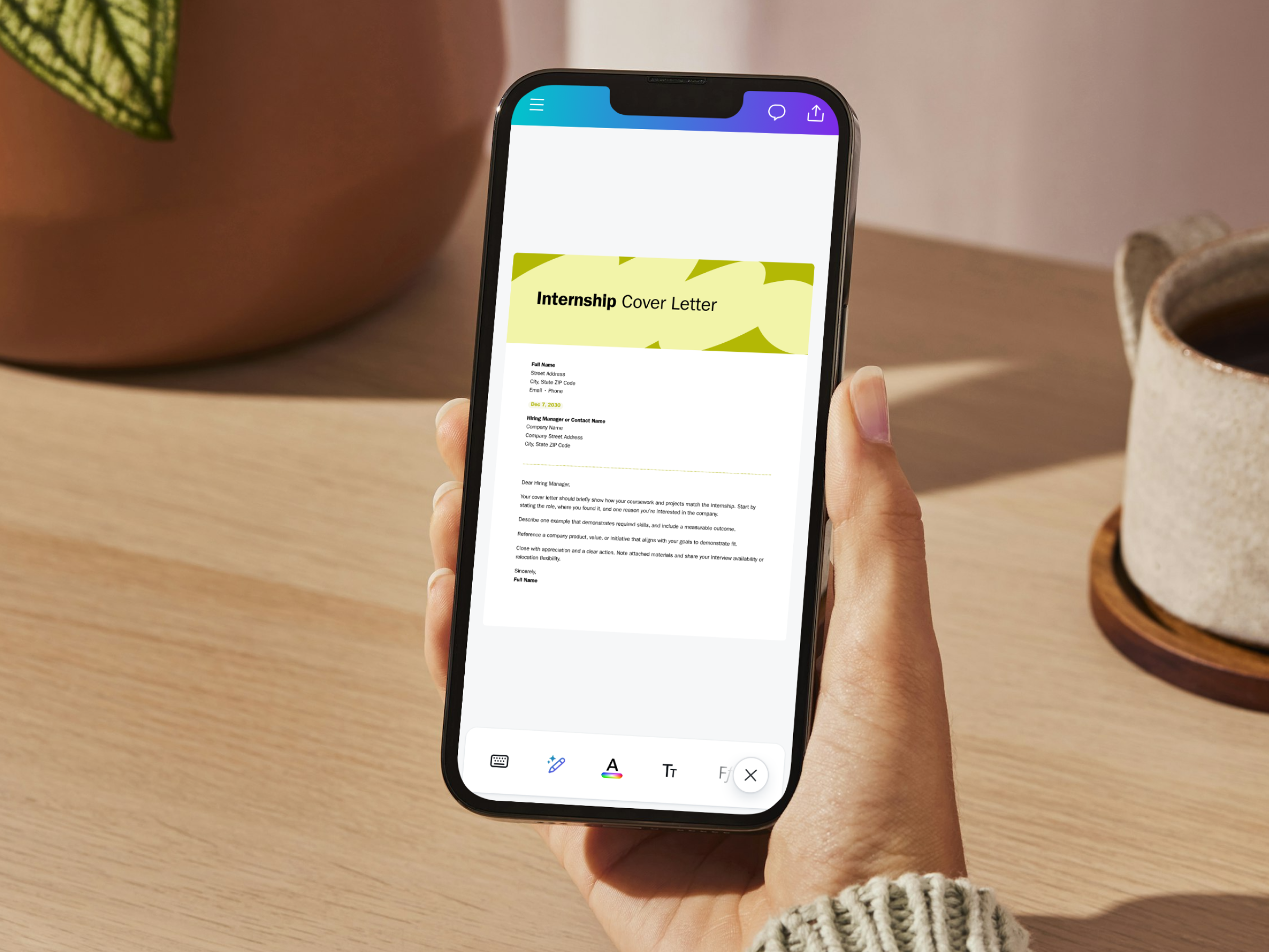Writing an internship cover letter: Examples & tips | Canva