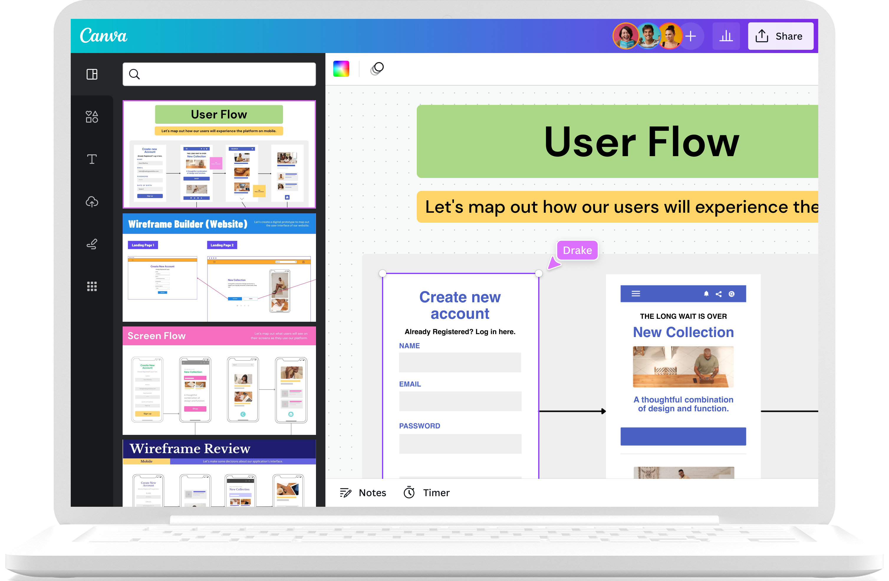 Crear wireframes en línea gratis | Canva