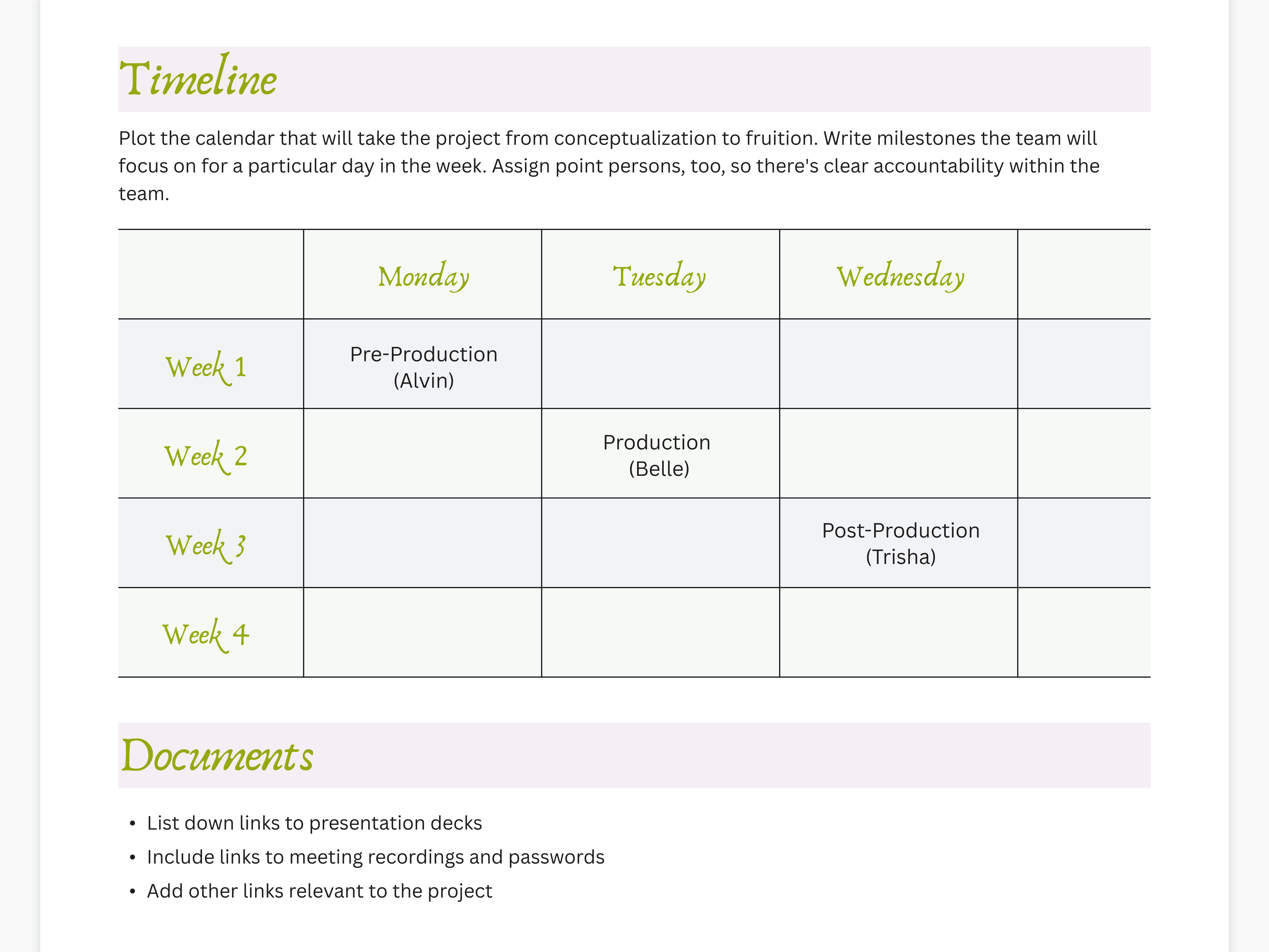 Plan de trabajo de un proyecto: Ejemplos y formatos | Canva