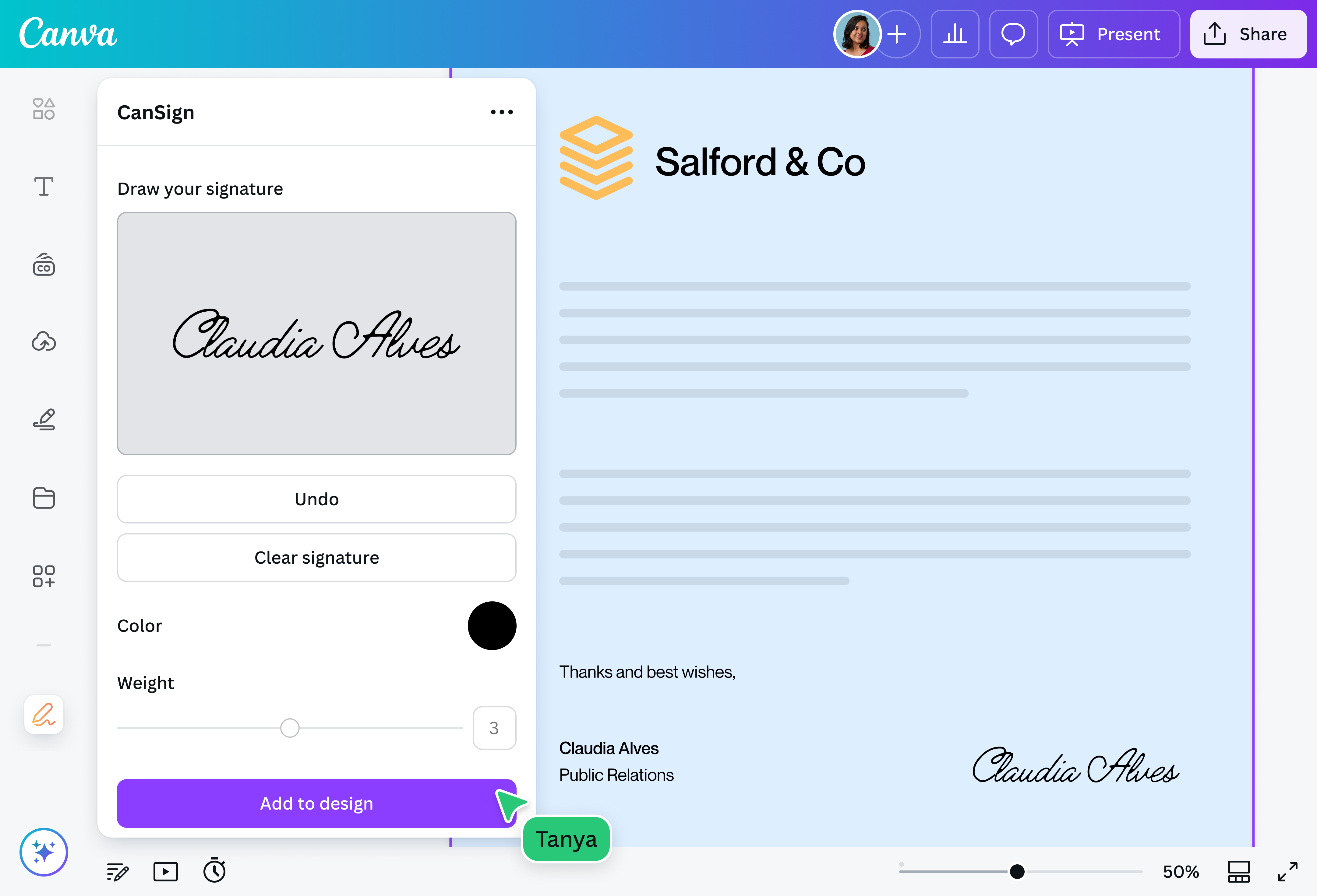 Sign PDFs online for free | Canva