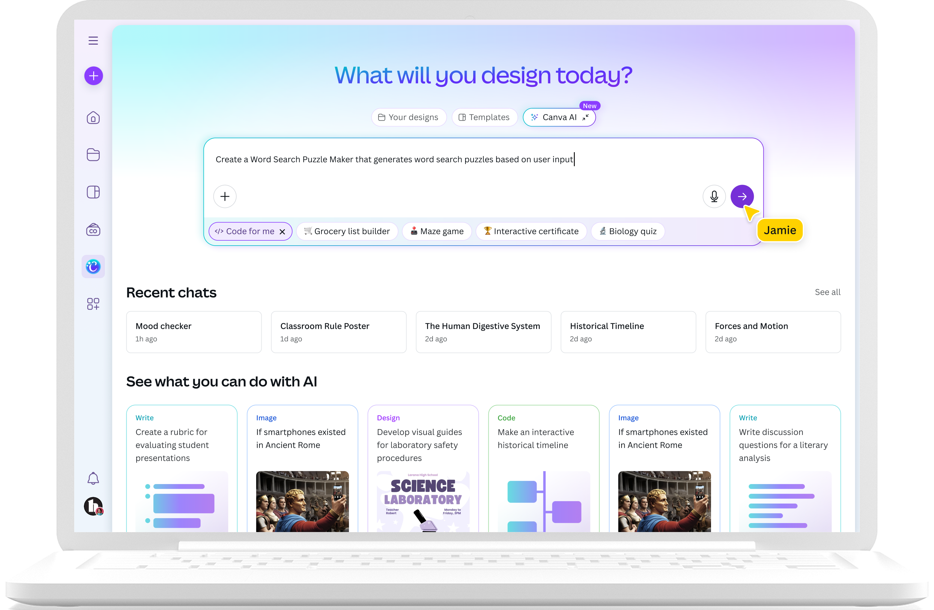 Word Search Maker: Create word searches with AI | Canva Code