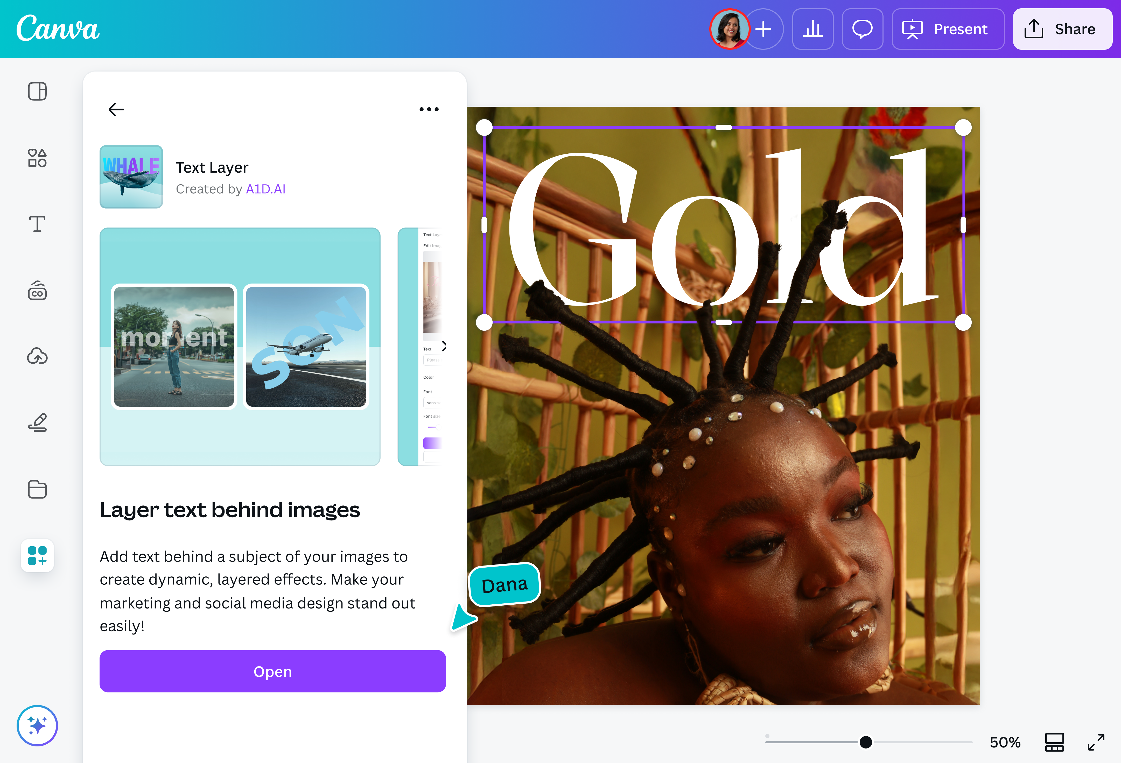 Add text behind images for free | Canva