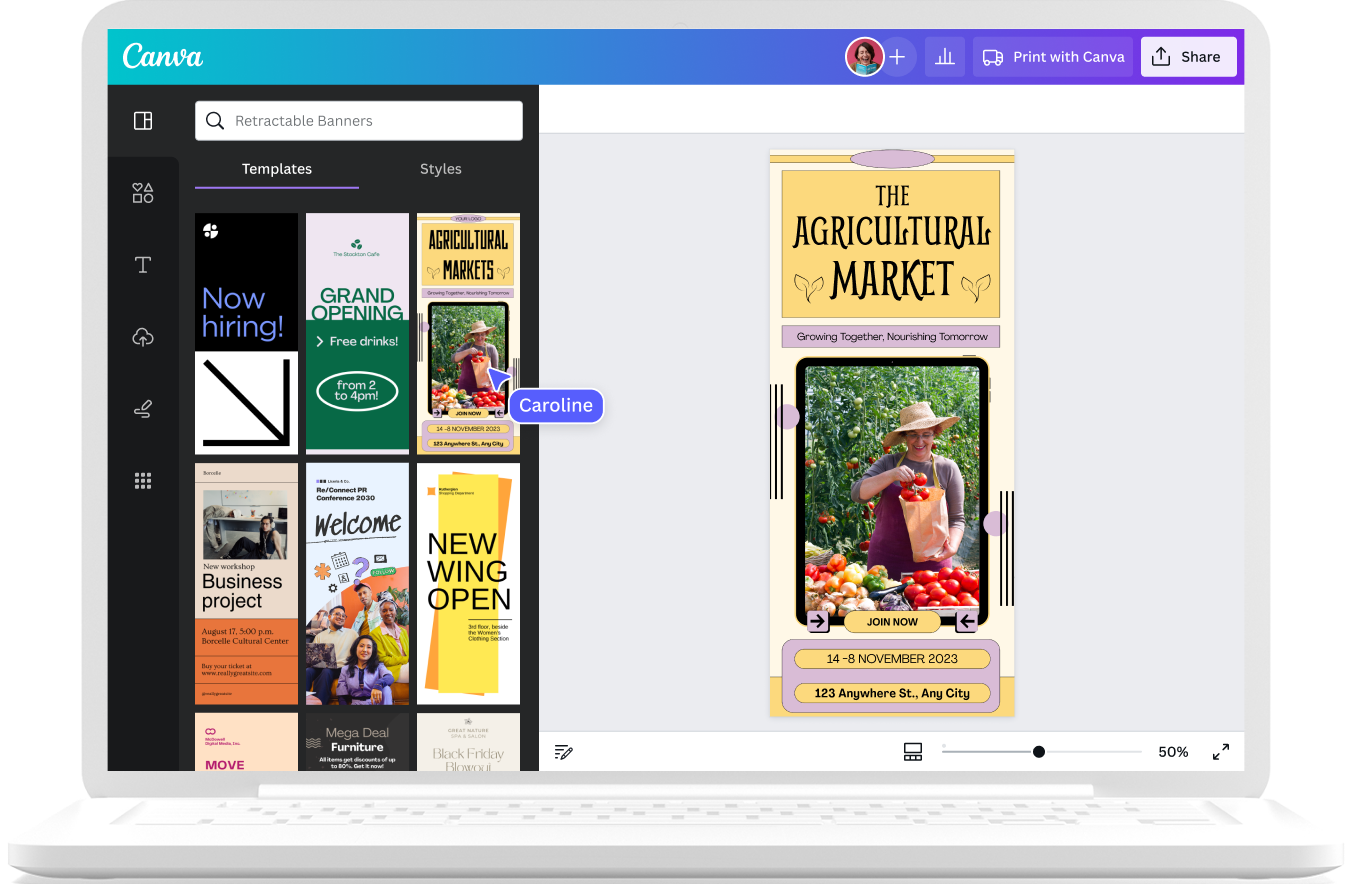 Roll up: banner pubblicitari da stampare online gratis | Canva