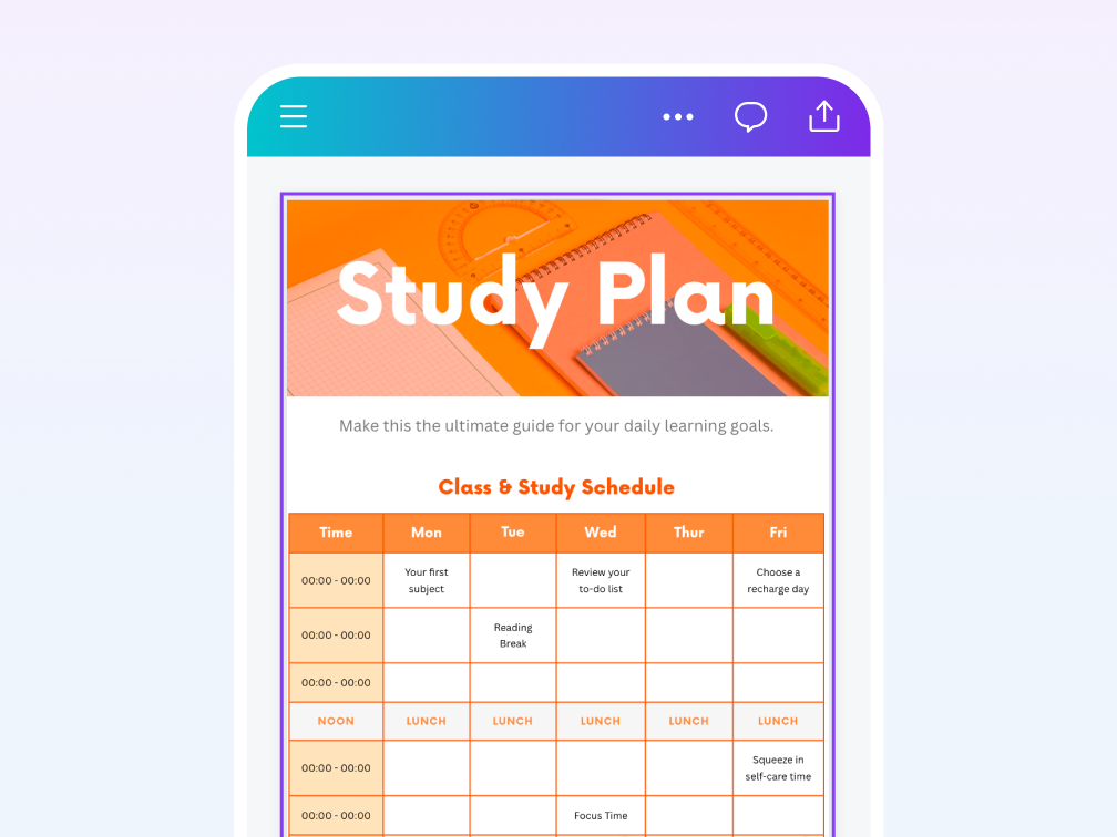 Free Study Planner: Build Custom Study Schedules with AI | Canva Code