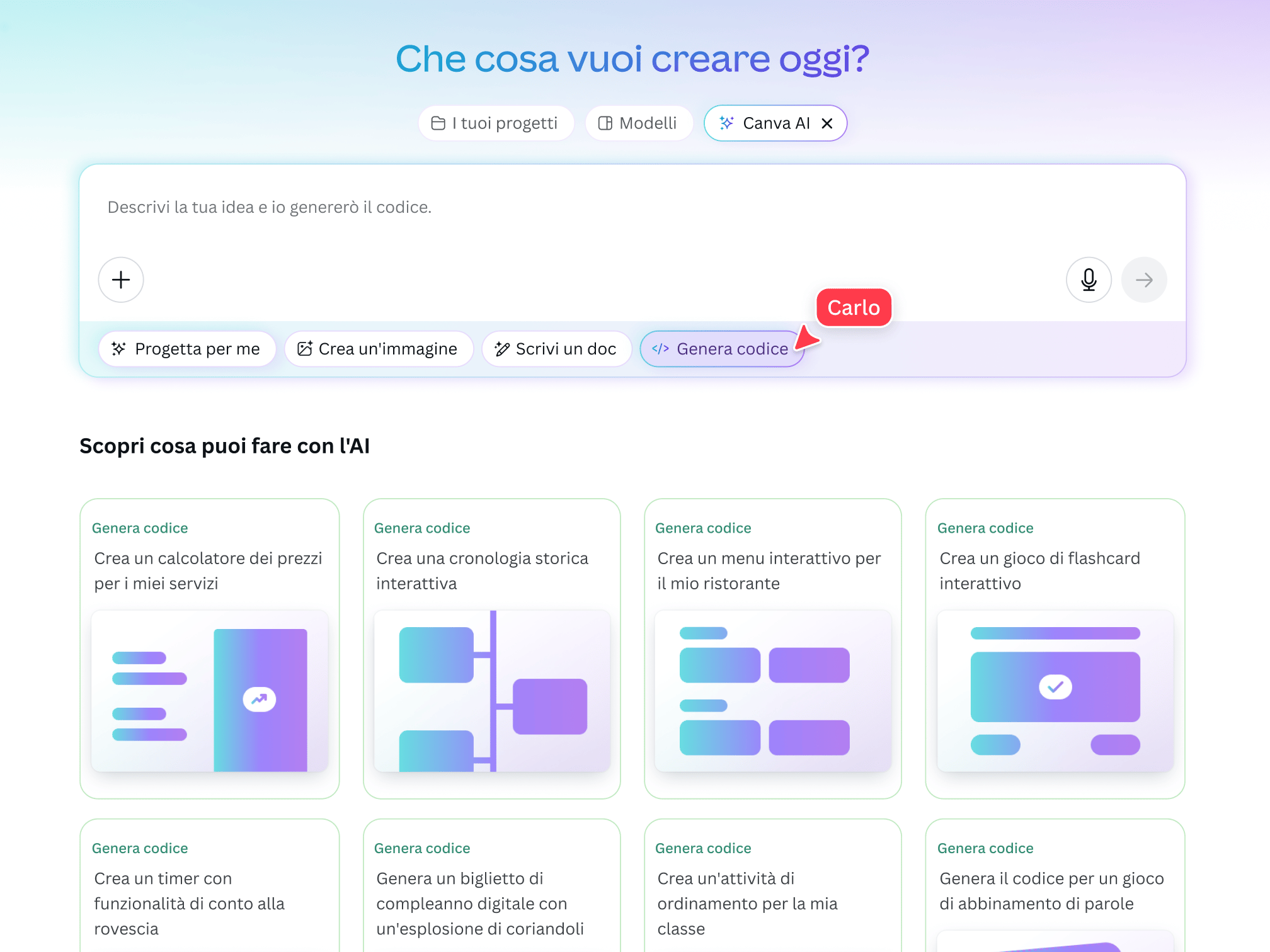 AI code generator: generatore codice AI per i tuoi progetti | Canva