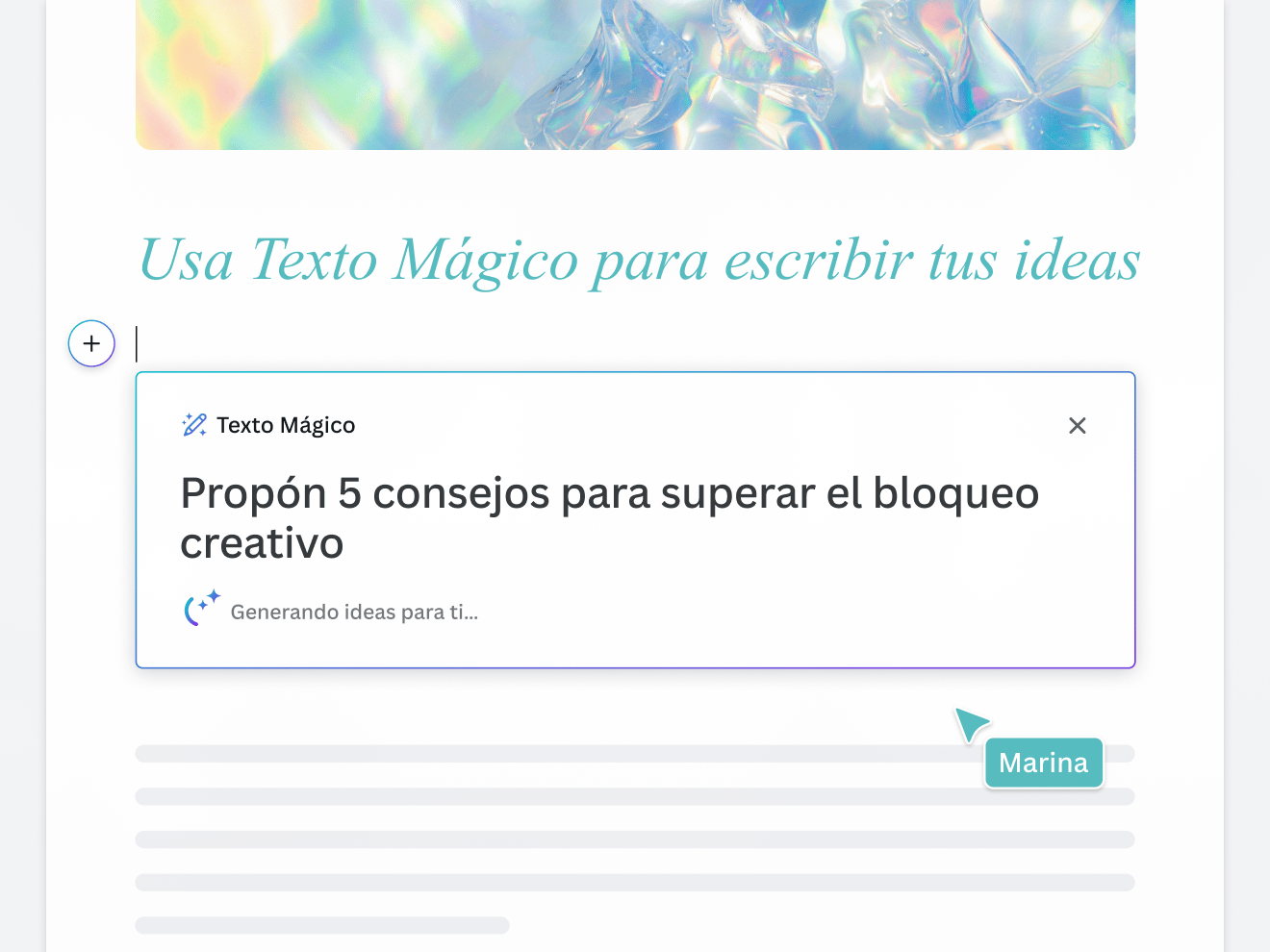 Generador de texto online con IA - Texto Mágico | Canva