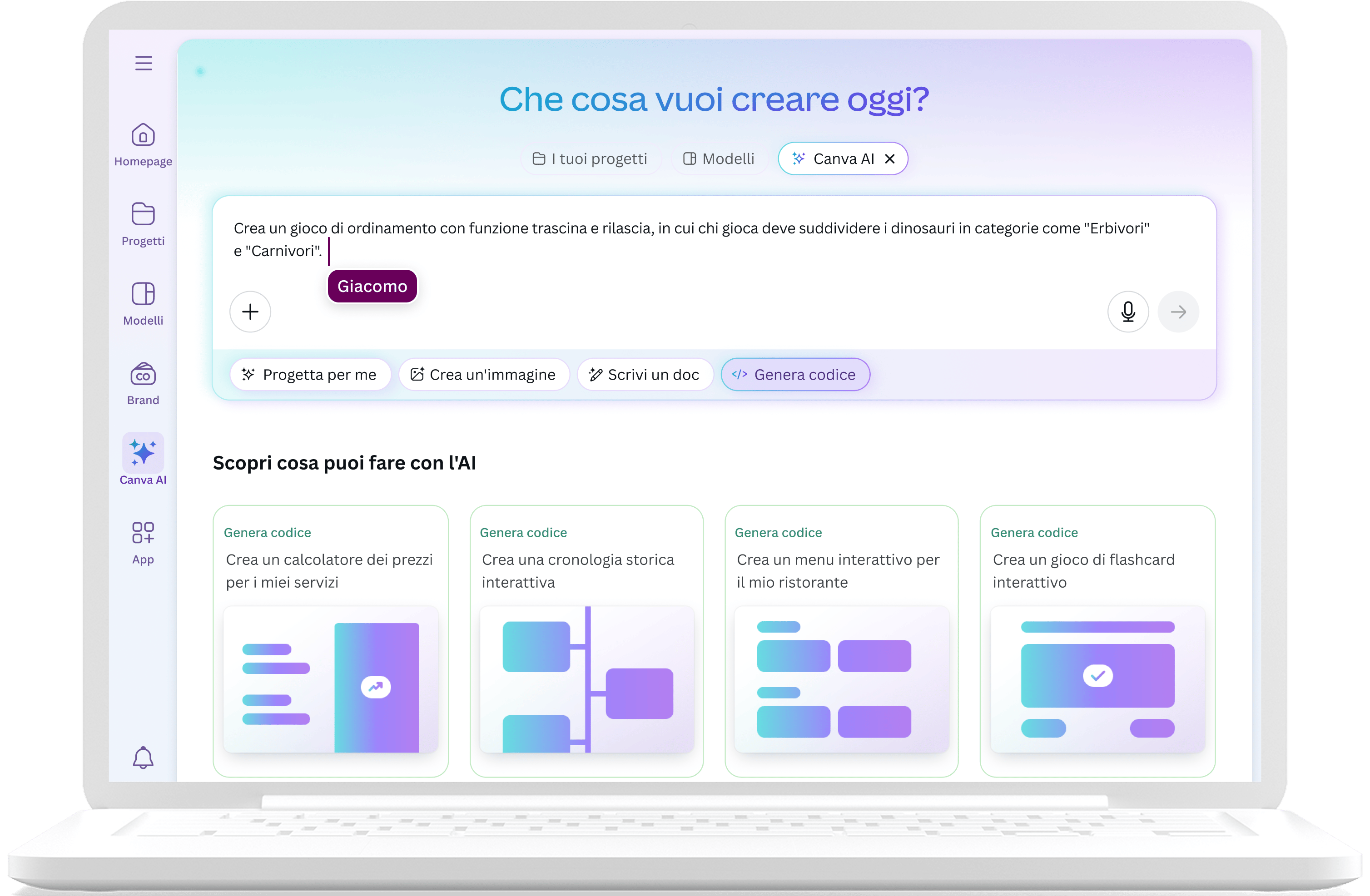 AI code generator: generatore codice AI per i tuoi progetti | Canva