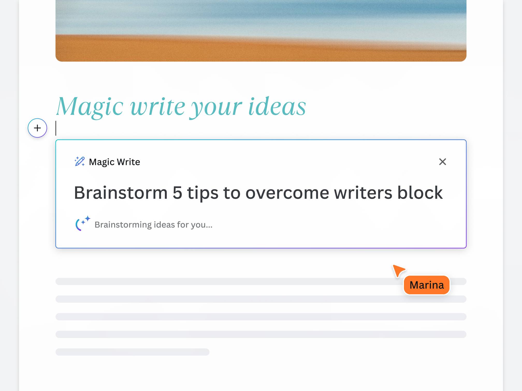 Escritura Mágica: crea textos con el generador de texto con IA de Canva Escritura Mágica: crea textos con el generador de texto con IA de Canva