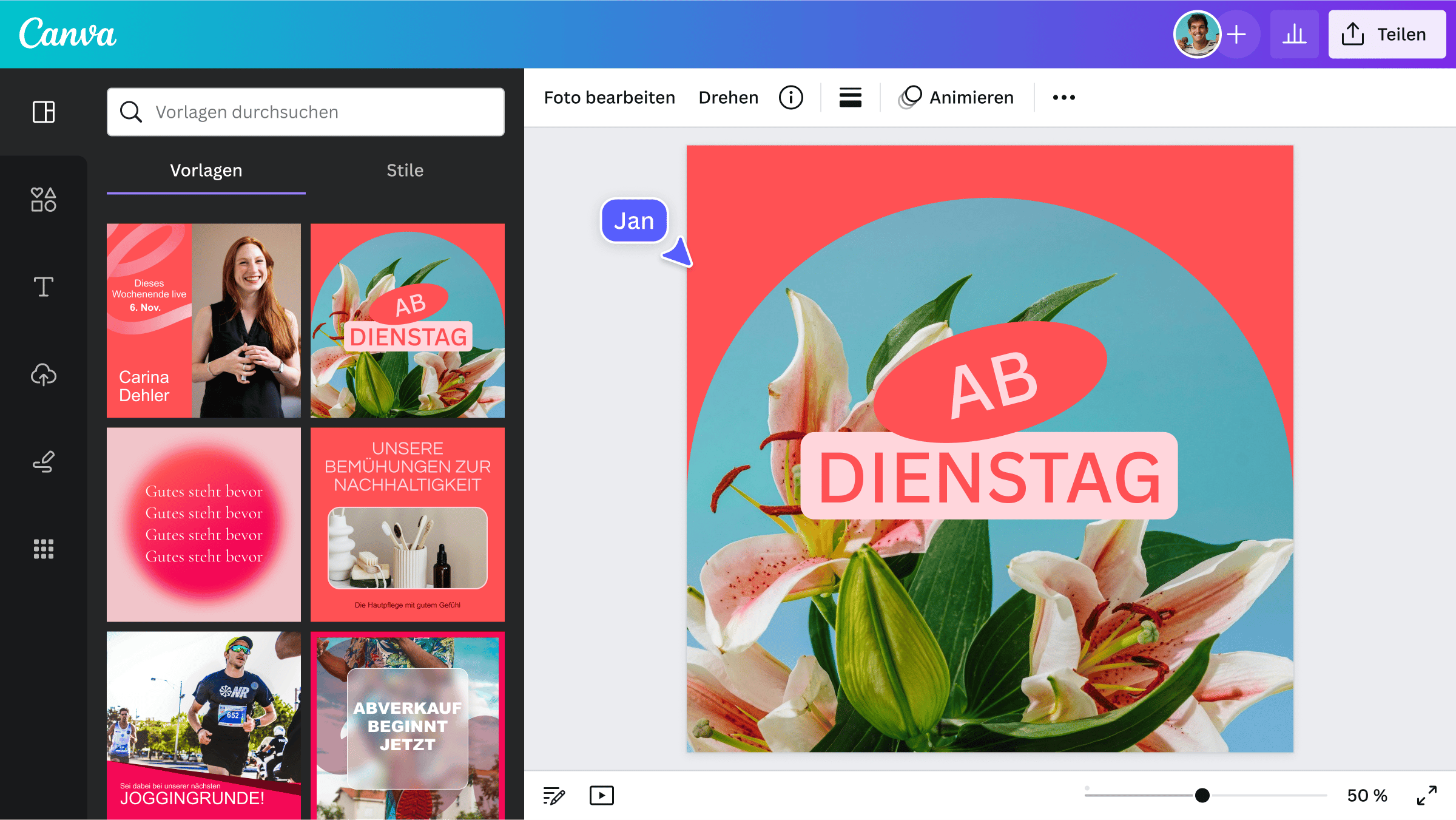 Gestalte kreative Social-Media-Grafiken und Inhalte mit Canva