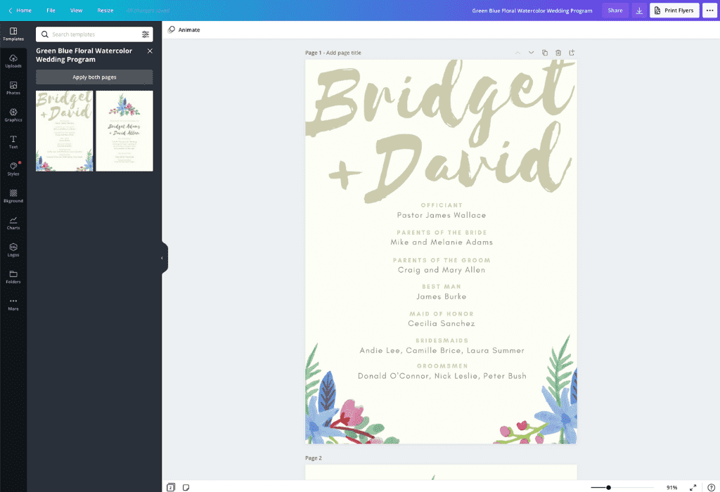 Free Online Wedding Program Maker | Canva