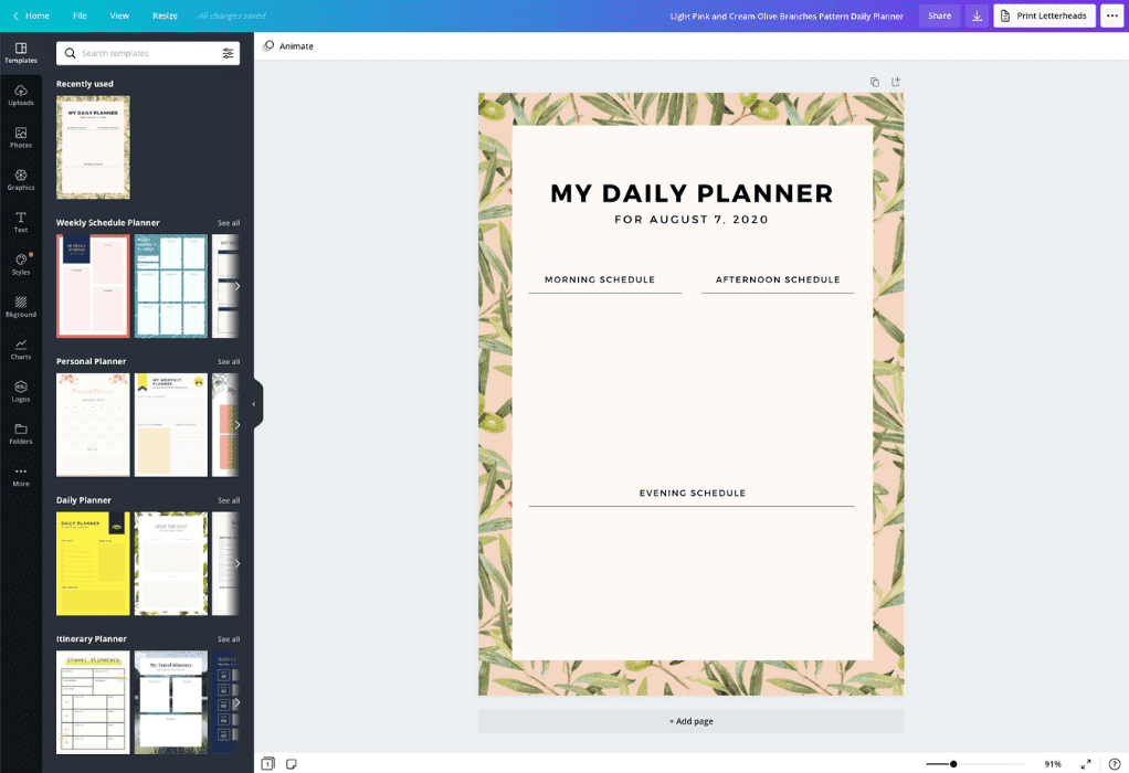 Free Daily Schedule Maker - Create A Day Planner Online | Canva