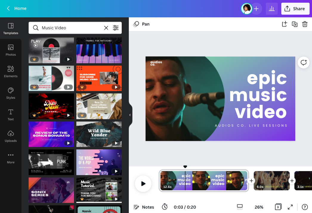 Creador de videos musicales gratuitos en línea | Canva