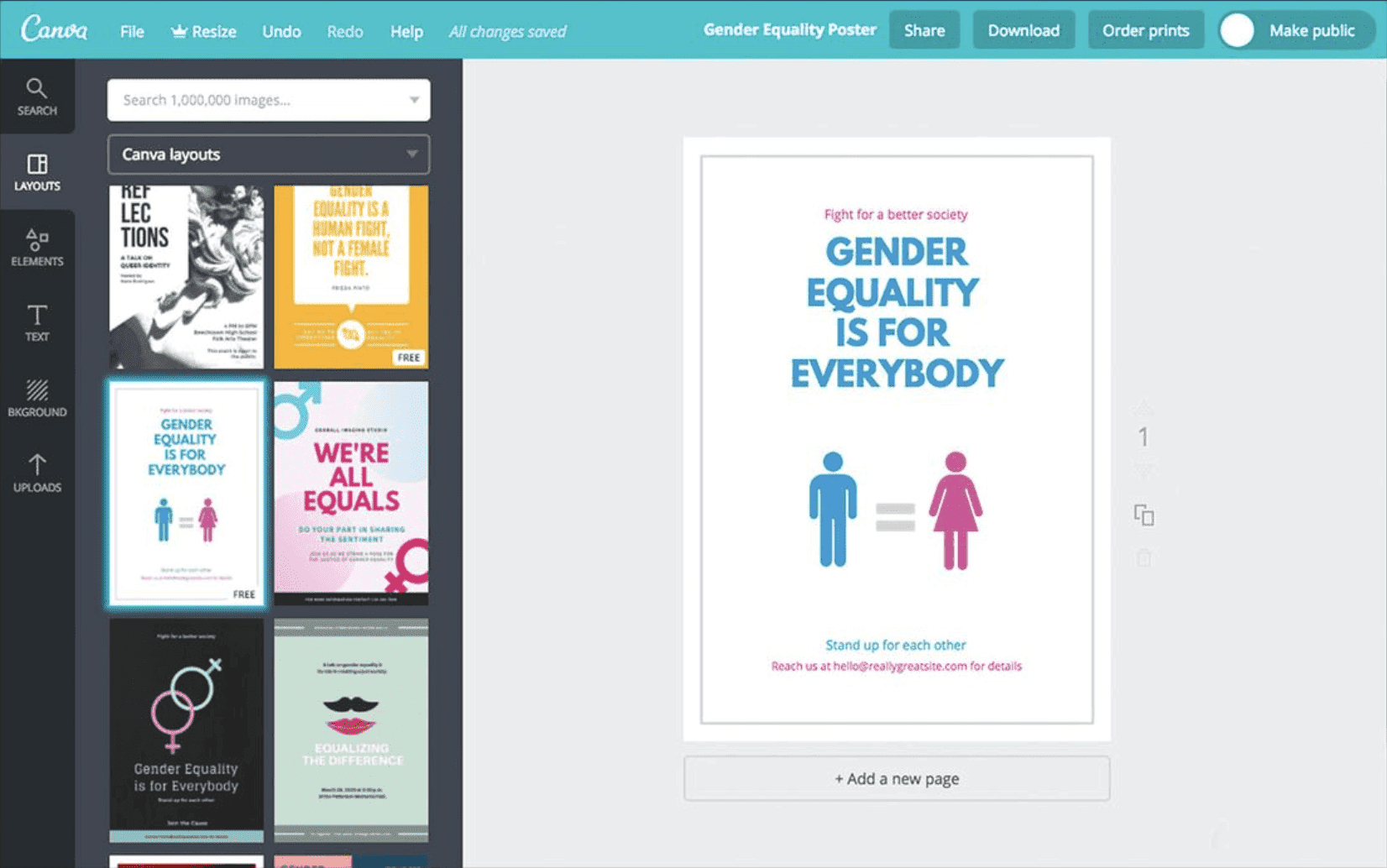 Free Online Gender Equality Poster Maker | Canva